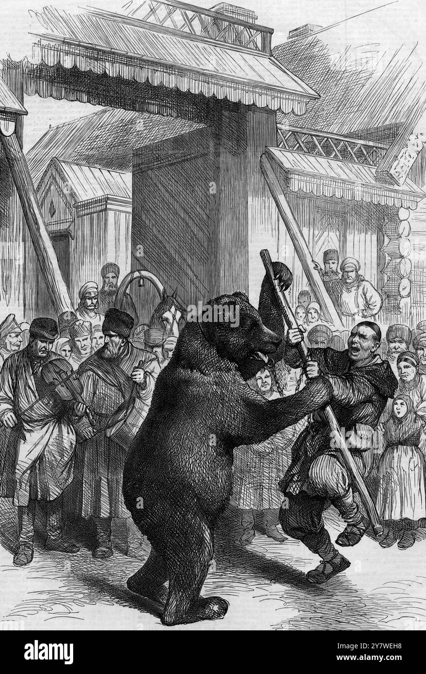 Performing bears in a Russian Village . 19 May 1877 Stock Photo - Alamy