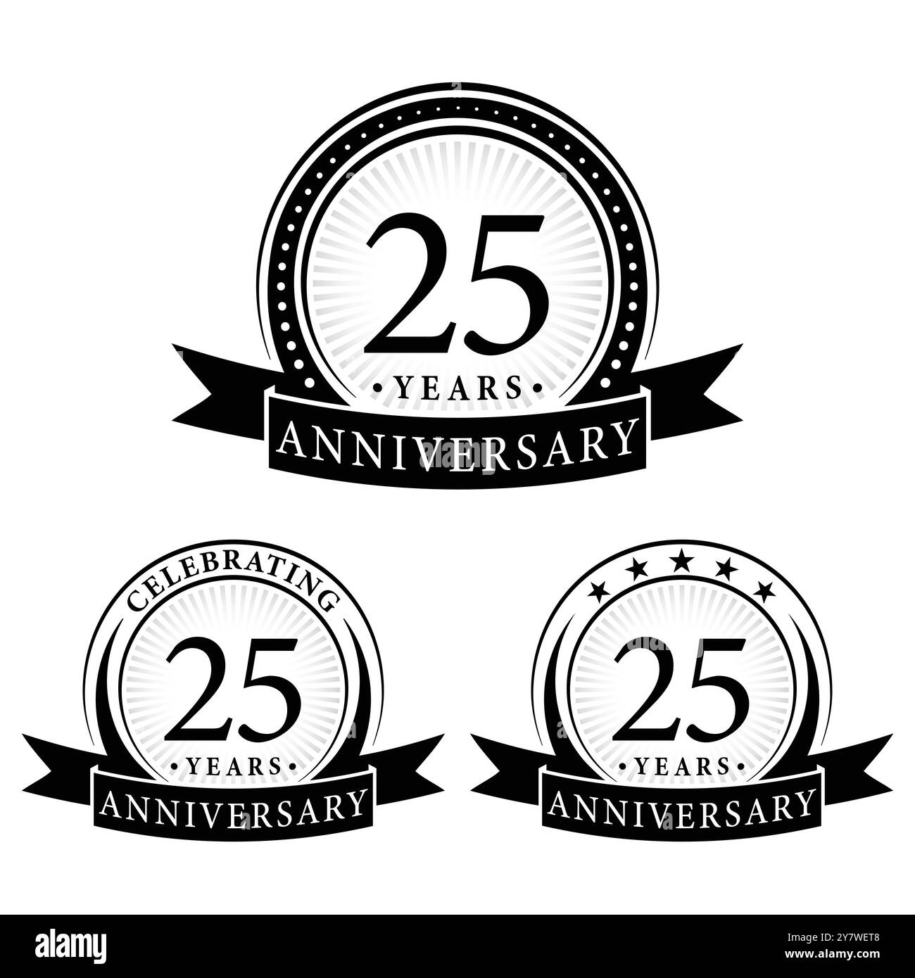 25 years anniversary logo collections. Set of 25th Anniversary logotype ...