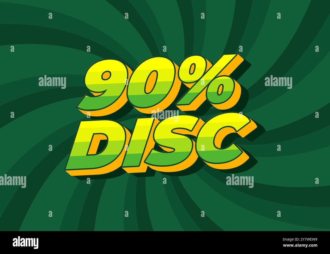 90 percent discount. Text effect design in 3D style with eye catching ...