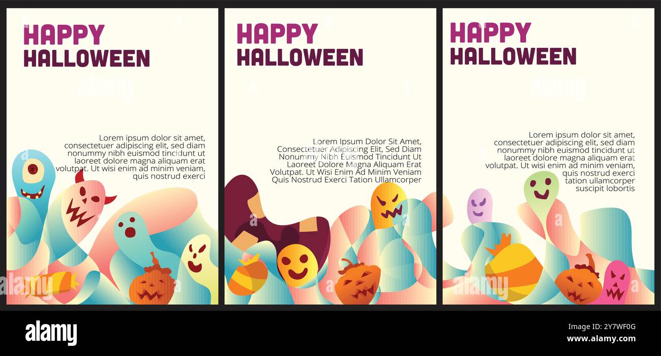 Creepy Monster Halloween Party Banner concept. abstract geometric ...