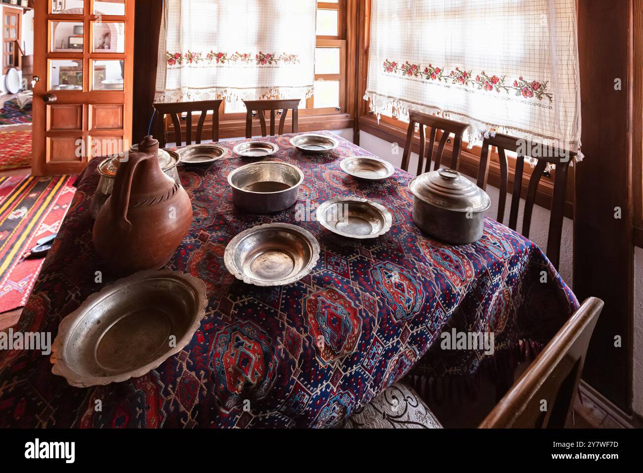 Kula, Manisa, Turkey July 3, 2023; Zeytinli Konak, Kula houses are ...