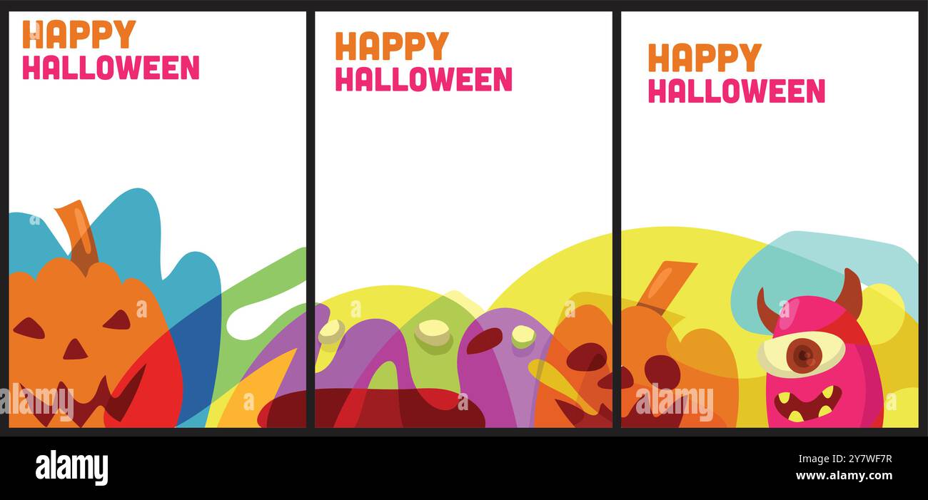 Creepy Monster Halloween Party Banner concept. abstract geometric ...