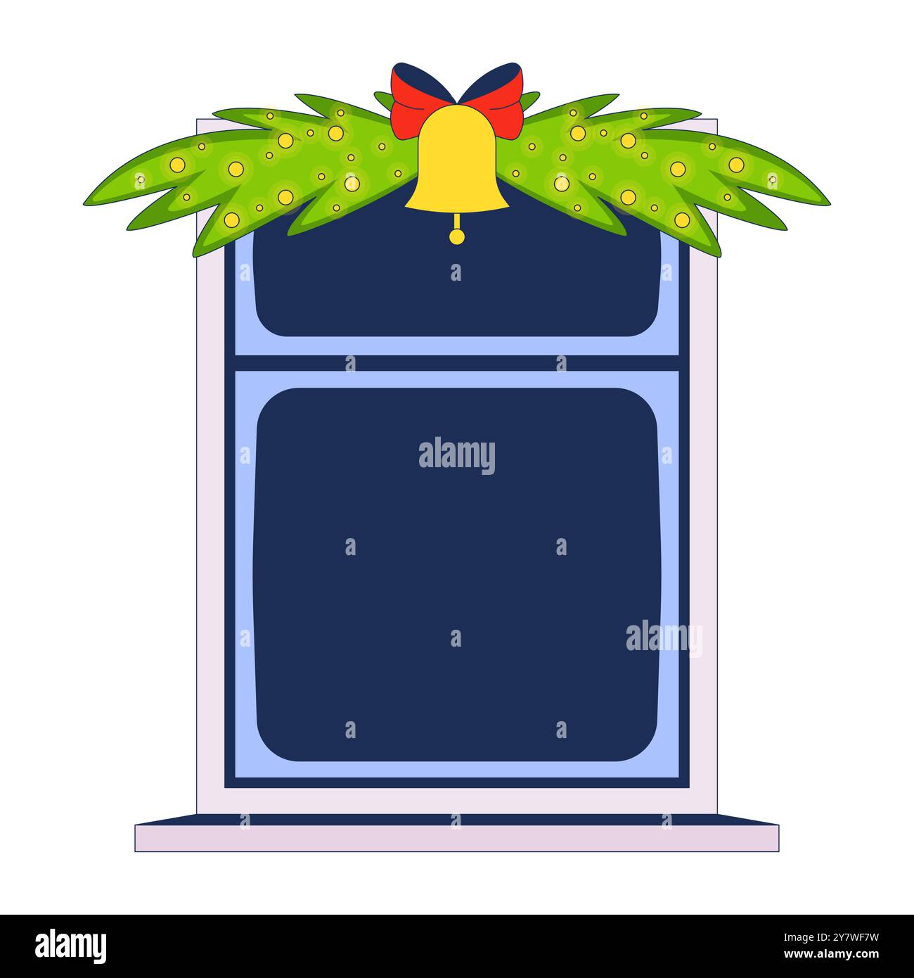 Window with Christmas decorations 2D cartoon object Stock Vector Image ...
