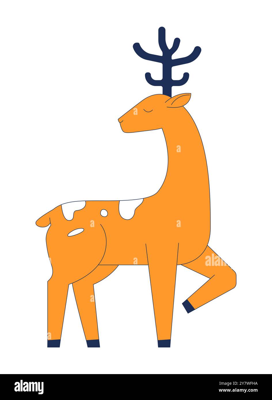 Gracious reindeer figure snow covered 2D cartoon character Stock Vector ...