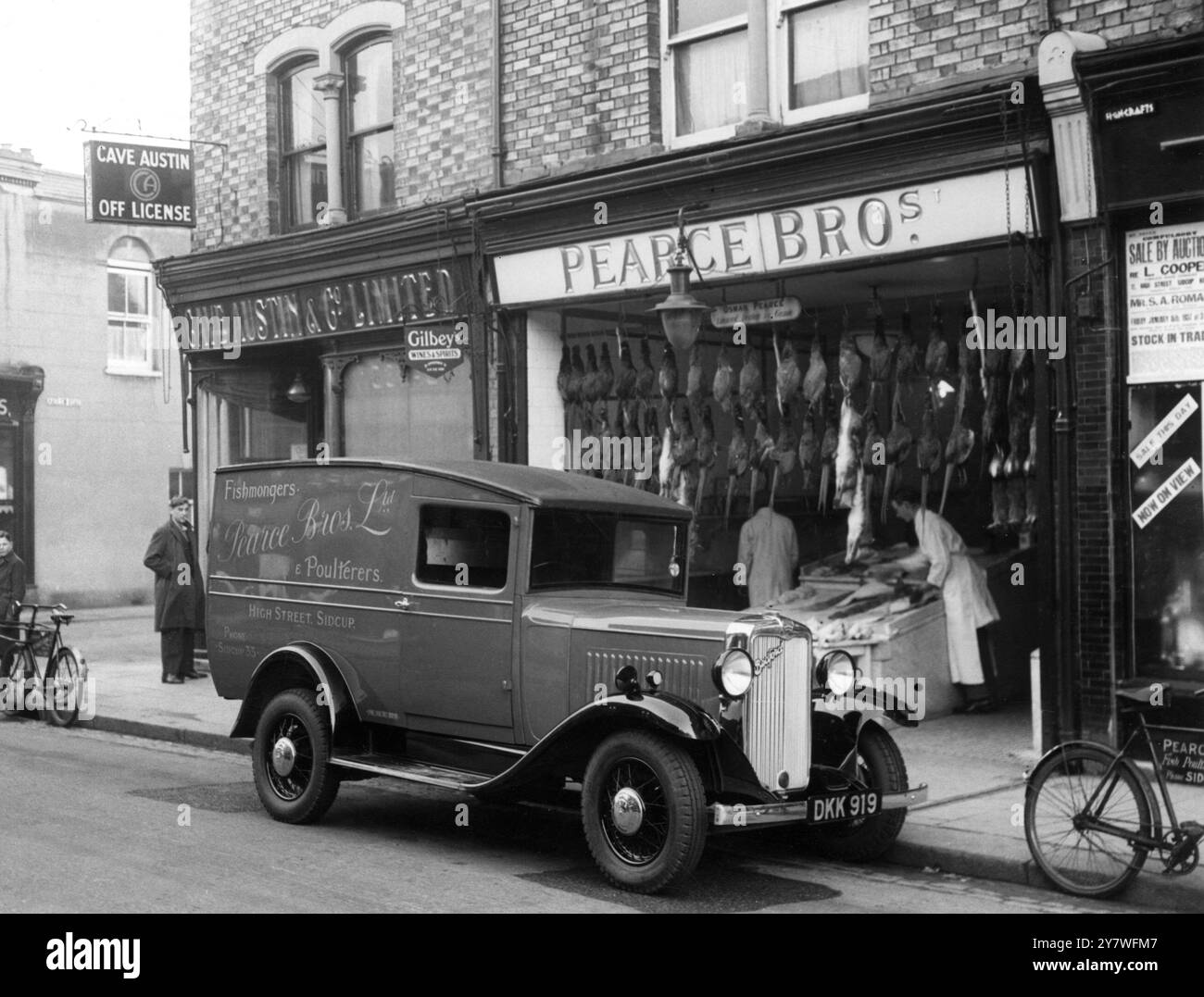 Pearce Bros butchers delivery van market outside the butchers shop in ...