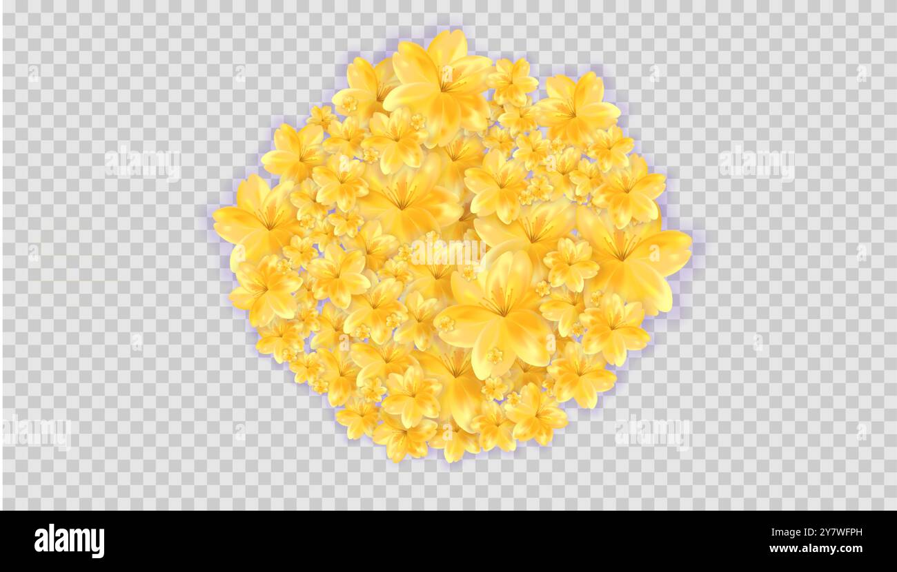 Gold yellow flower trail circle falling from above. Stock vector ...