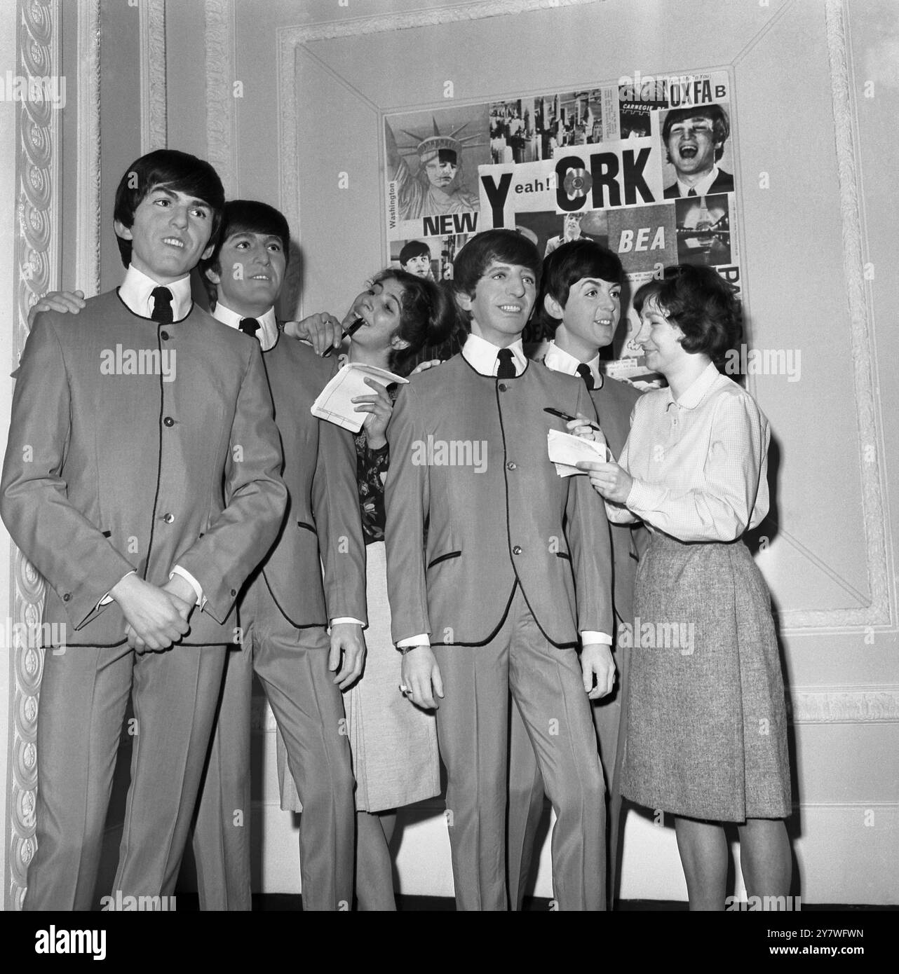 The Beatles waxworks in Madame Tussauds in London - (l-r) George ...