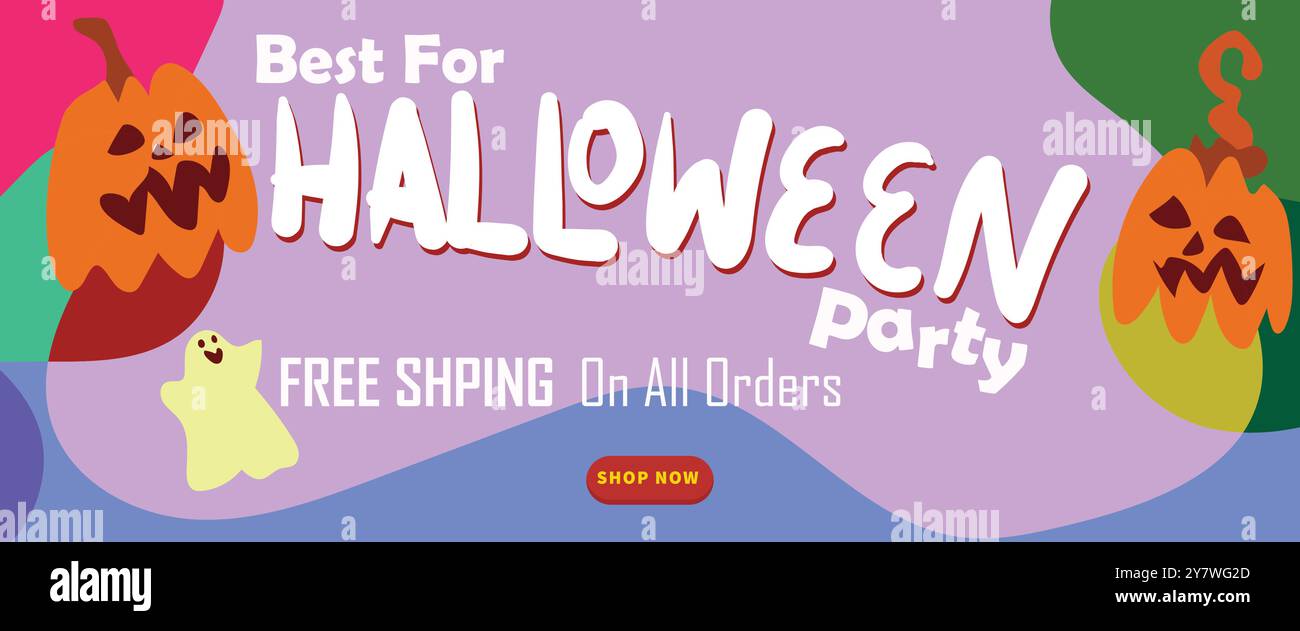 happy halloween banner concept. abstract geometric liquid form. monster ...