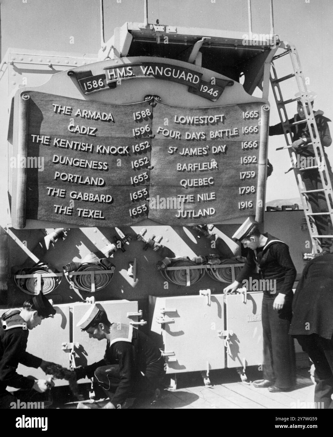 H MS Vanguard . Crest and the Battle Honours of " Vanguards " of the ...