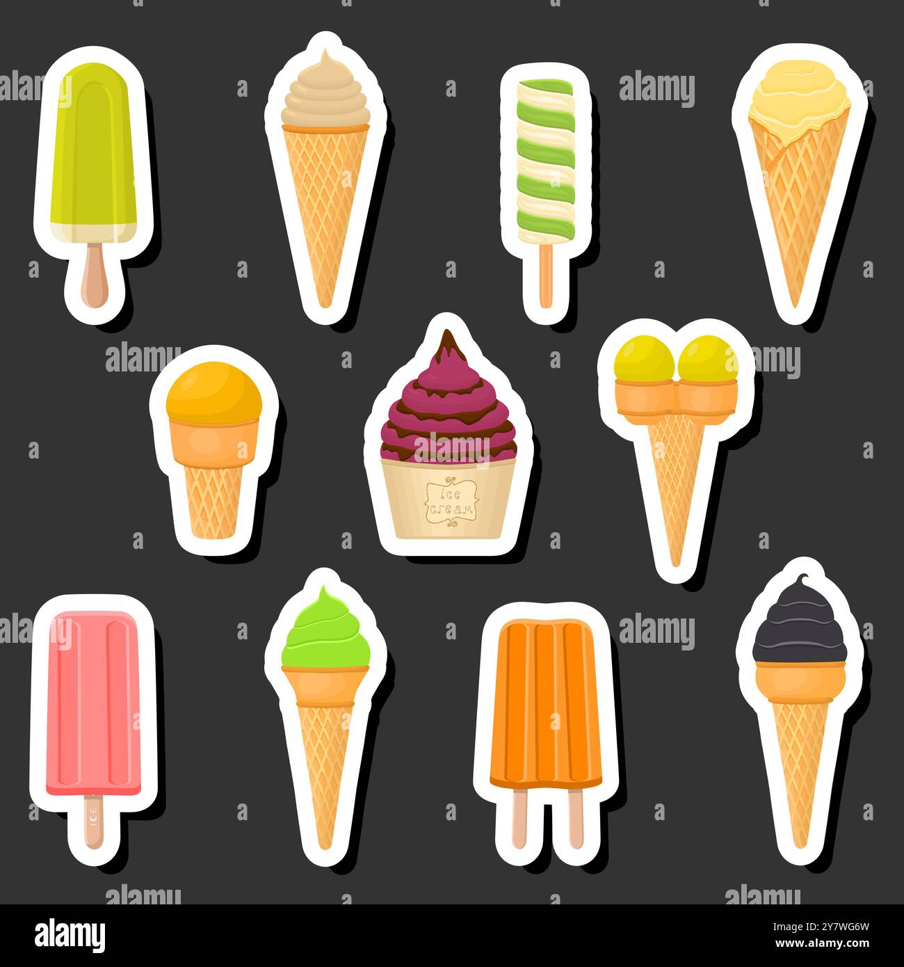 Illustration On Theme Big Kit Ice Cream Popsicle Different Types In