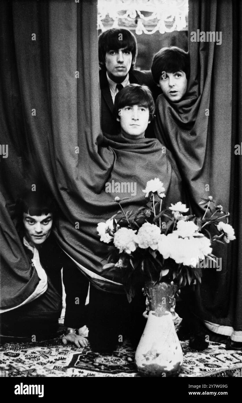 The Beatles in Amsterdam with replacement drummer Jimmy Nicol ( bottom ...