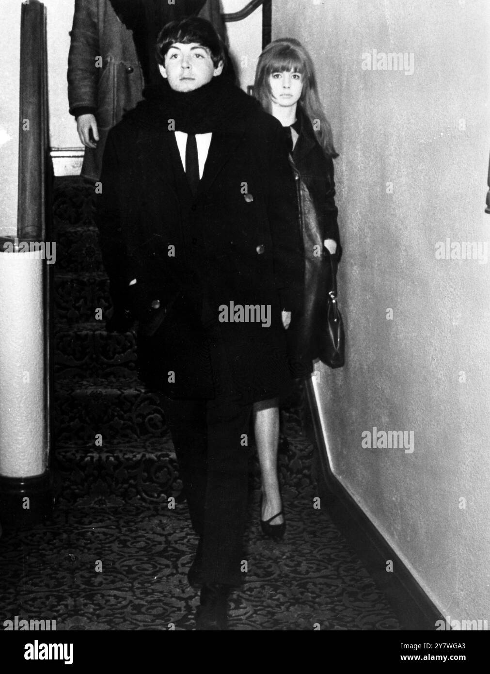 The Beatles . Paul McCartney and his actress friend Jane Asher leaving ...