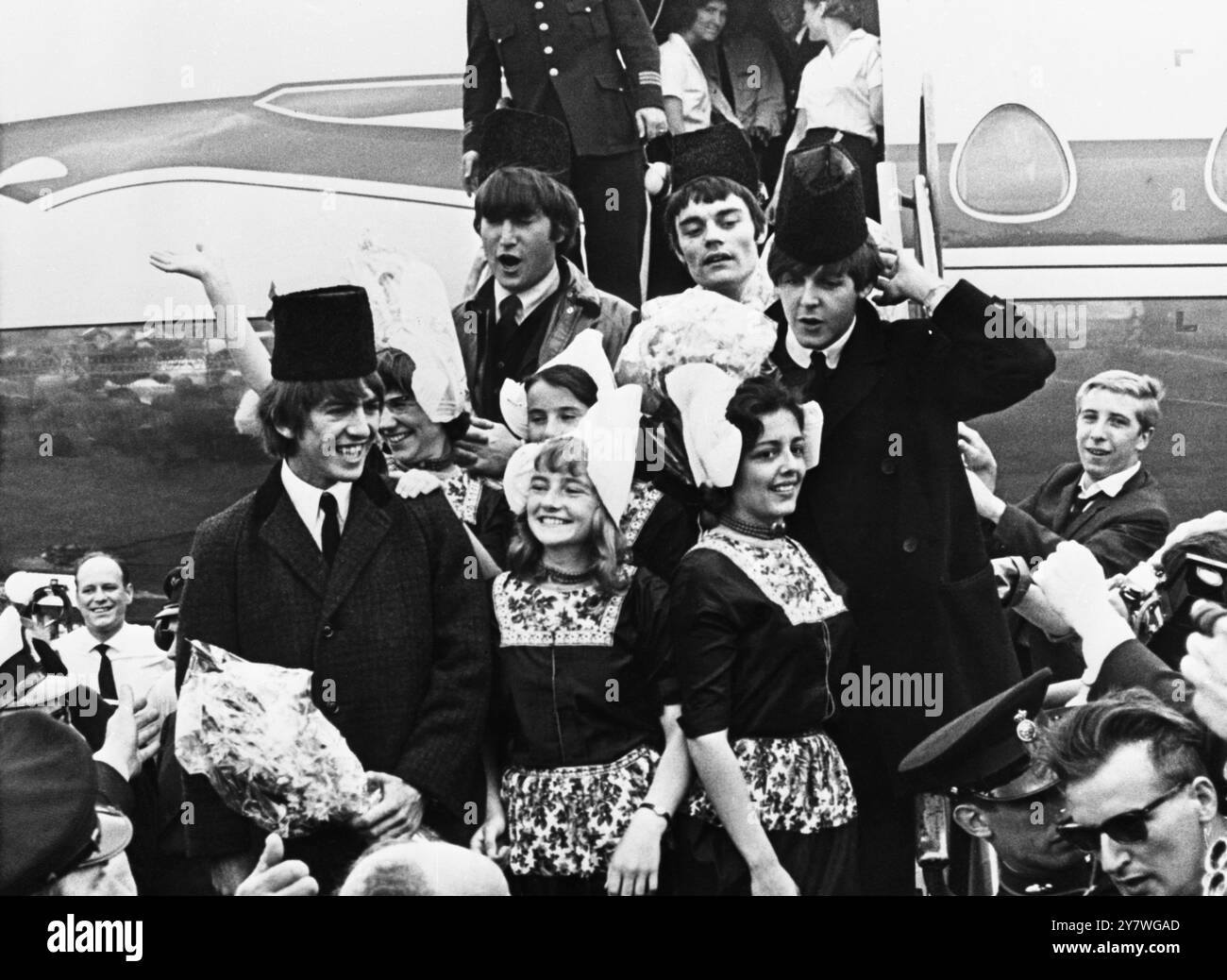 The Beatles at Schiphol airport , Amsterdam with Dutch girls in ...