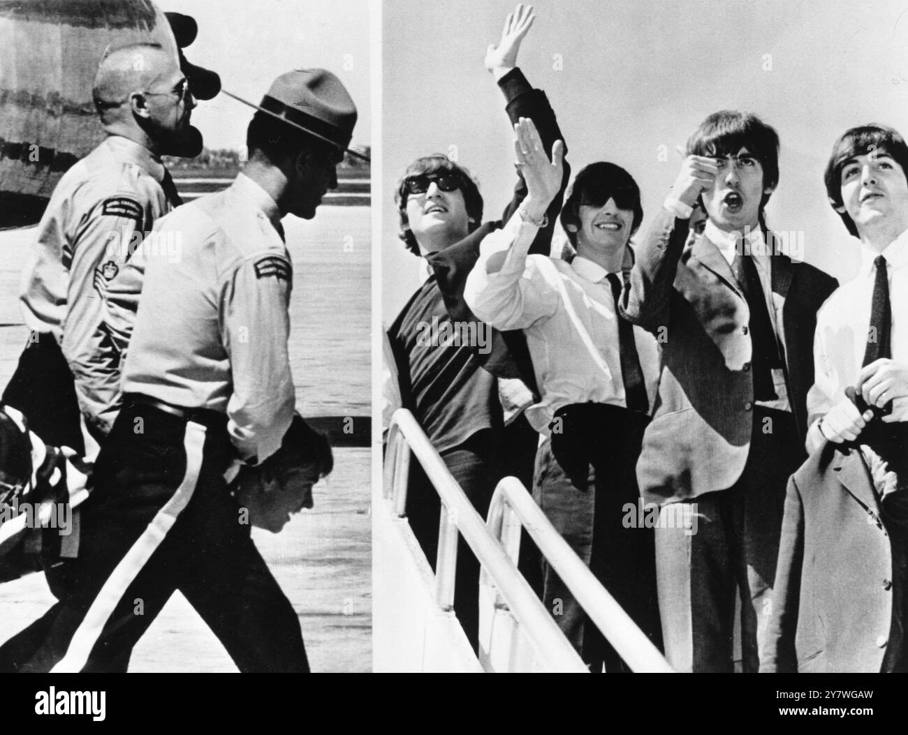 Royal Canadian Mounties with a fan they had captured trying to make a ...