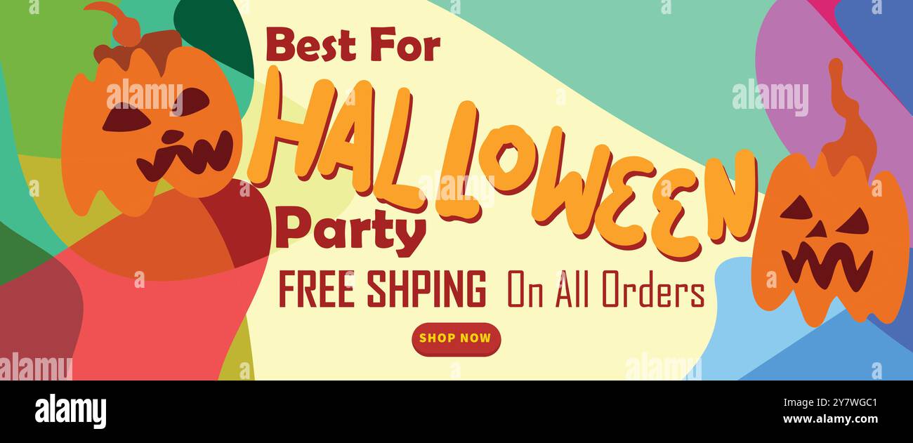happy halloween banner concept. abstract geometric liquid form. monster ...