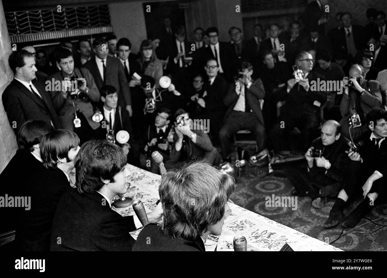 The Beatles at a press conference after receiving their MBE' s at ...