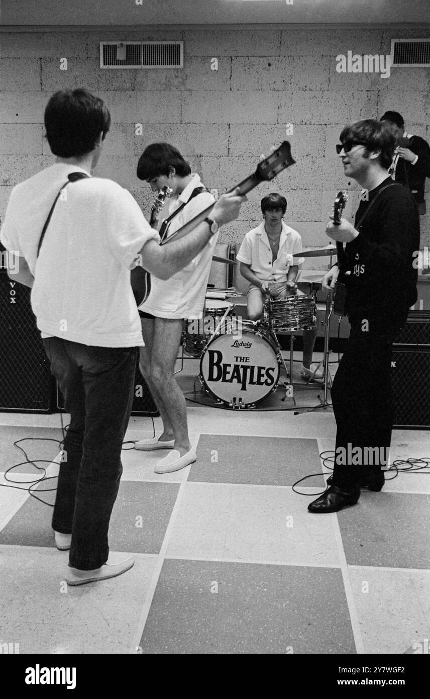 The Beatles pictured during rehearsals for a television show in Miami ...