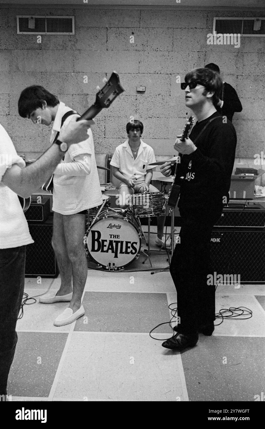 The Beatles pictured during rehearsals for a television show in Miami ...