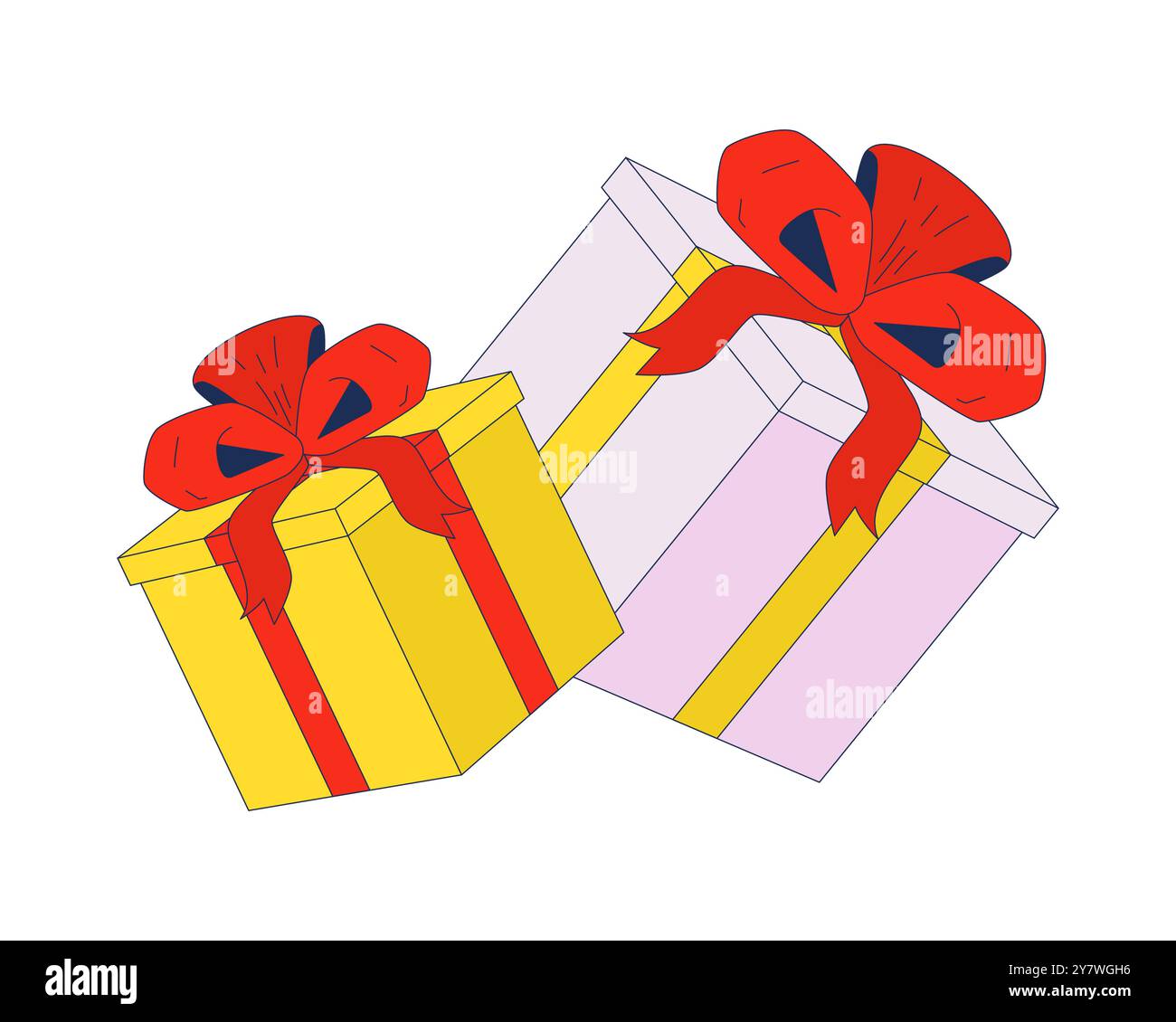 Ribbons gift boxes 2D cartoon object Stock Vector Image & Art - Alamy