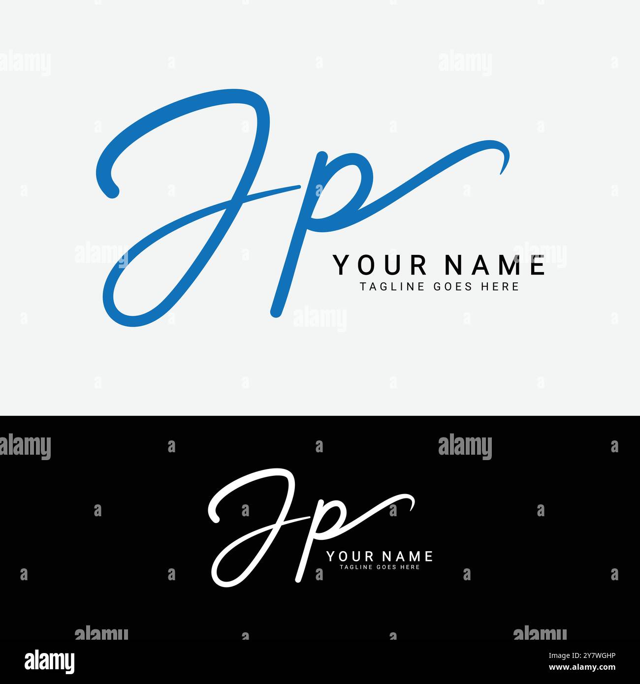 J, P, JP Initial letter logo. Alphabet JP Handwritten Signature logo ...