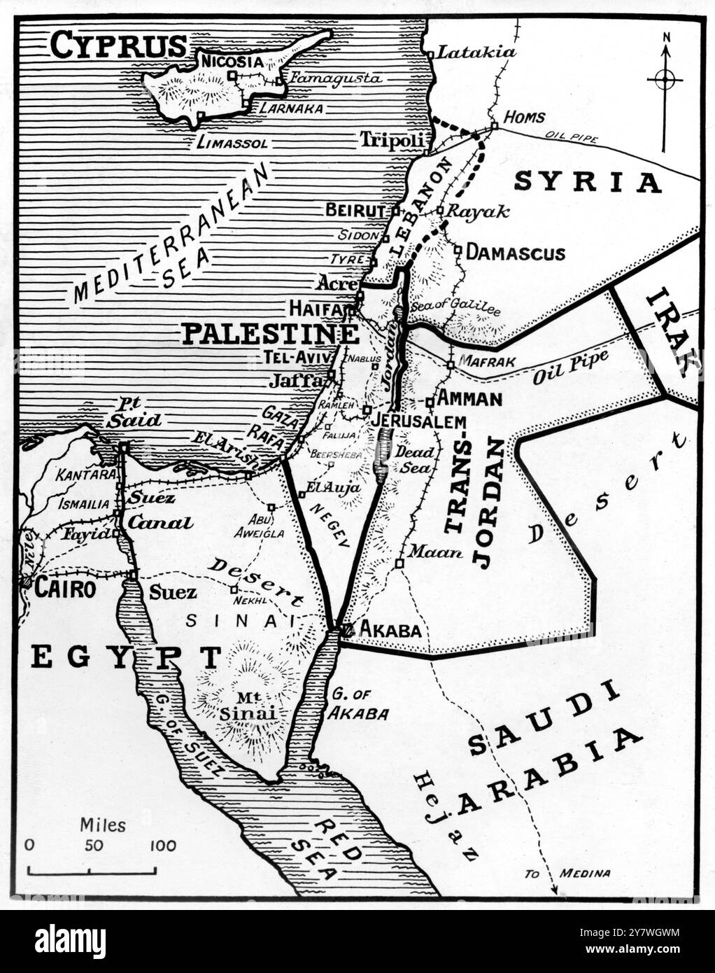A map of the affected area in the Middle East situation 12th January ...