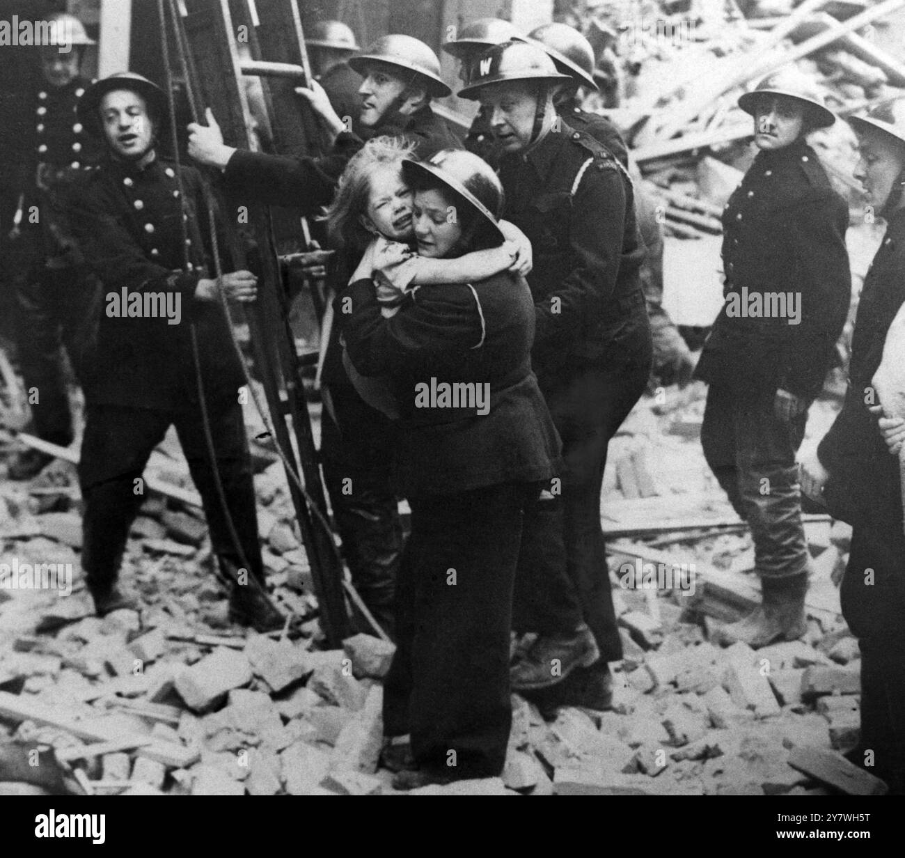 The London Blitz An ARP warden rescues a young girl from the wreckage ...