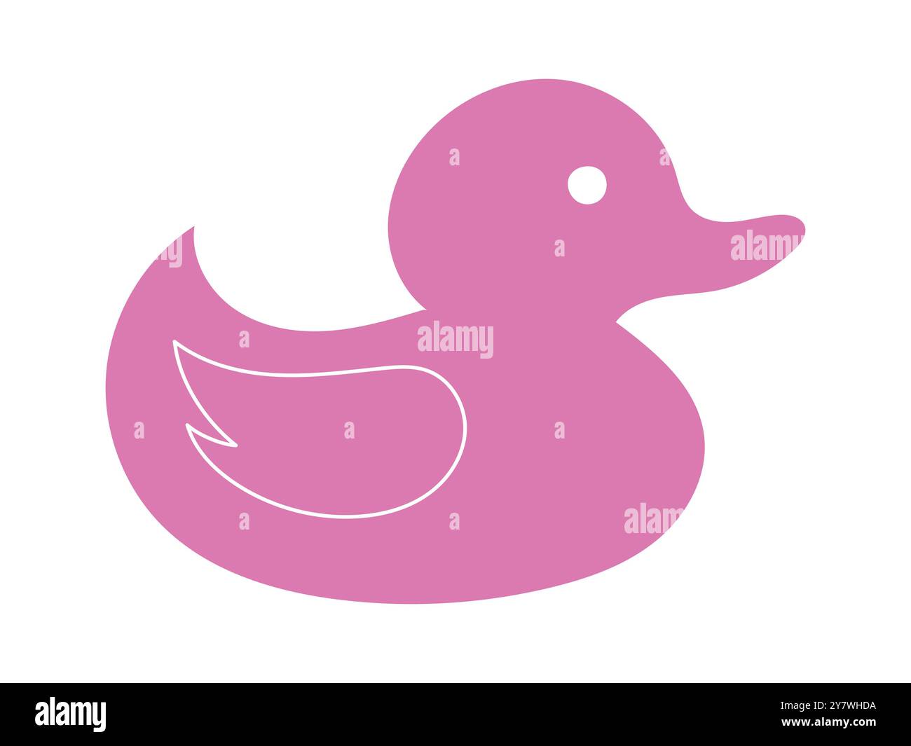 Pink rubber duck isolated on white background. Flat cartoon ...