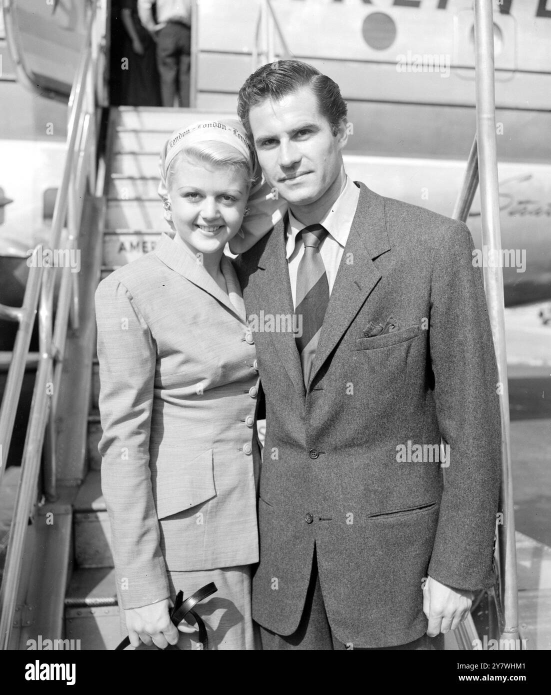 Miss Angela Lansbury , granddaughter of the late Mr George Lansbury M P with husband Peter Shaw ...