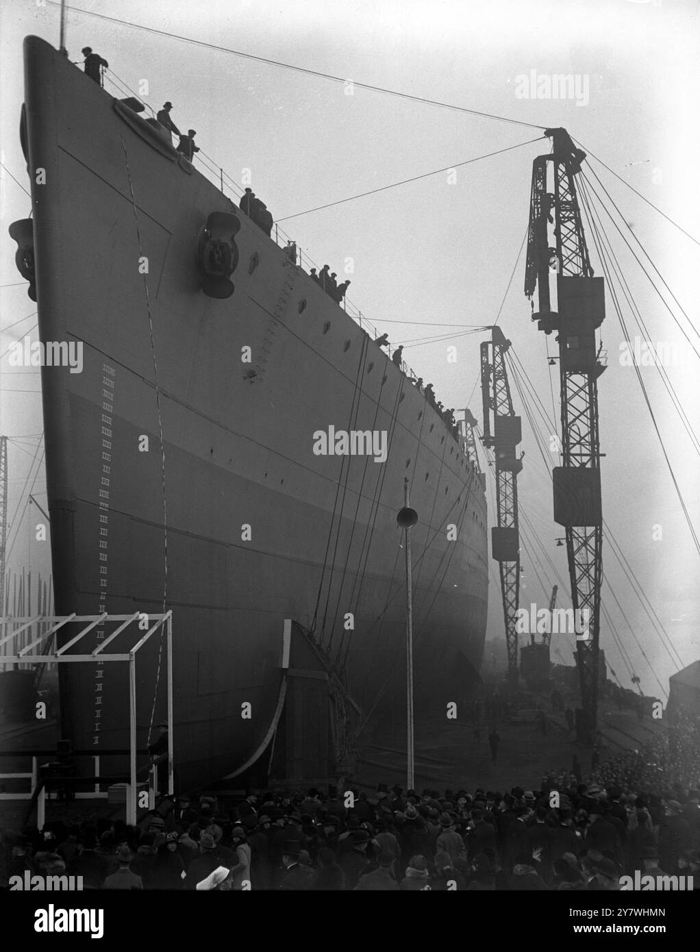 Launch of the battleship , HMS Rodney by Princess Mary at Messrs ...