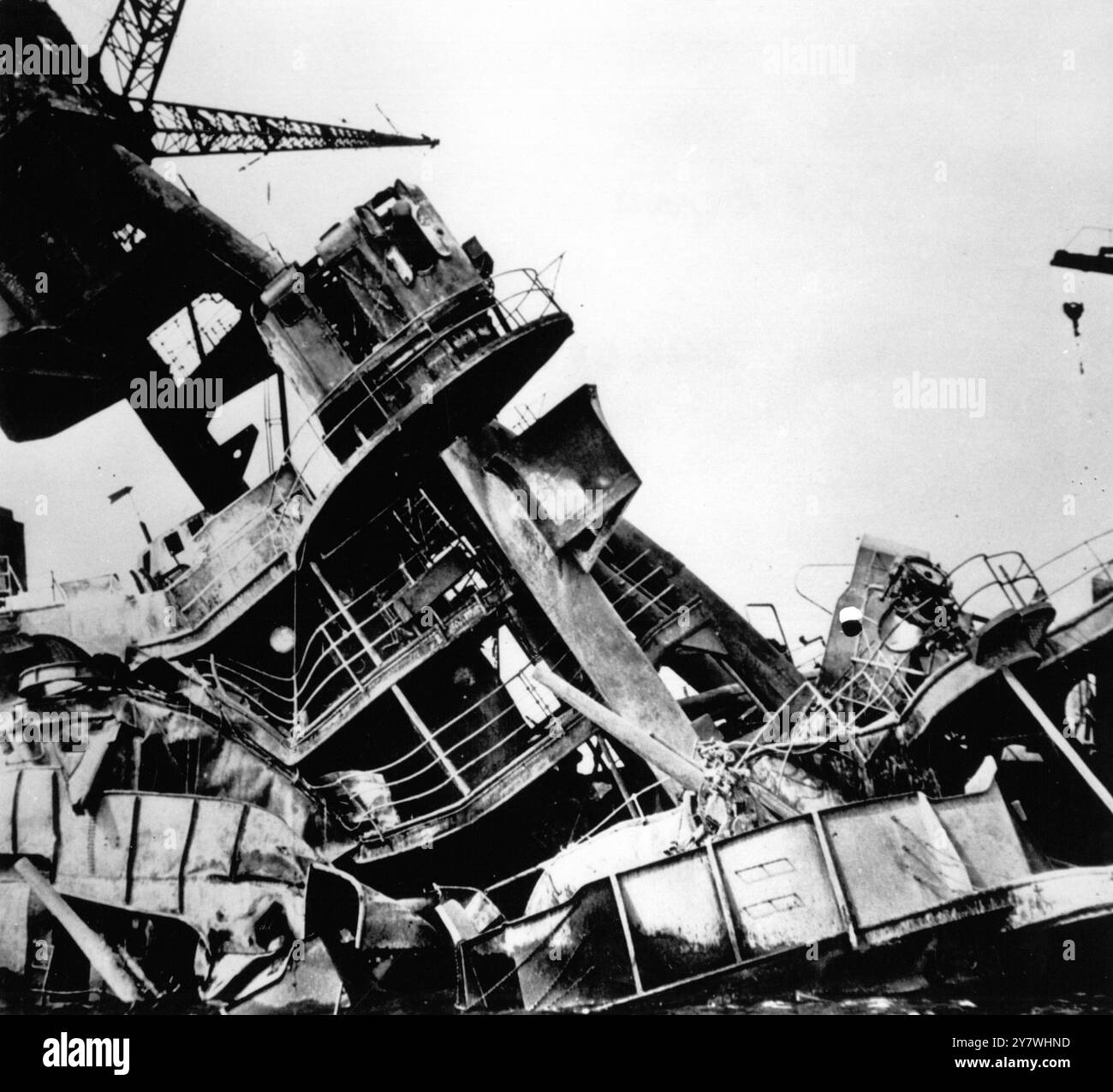 The wreckage of USS Arizona after the attack at Pearl Harbour Stock ...