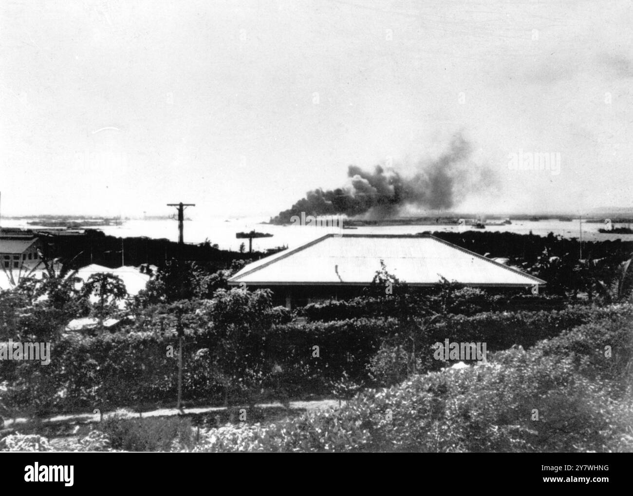 View of Pearl Harbour after Japanese raid Stock Photo - Alamy