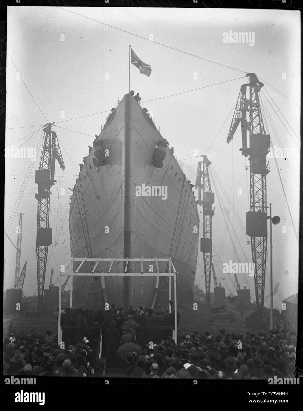 Launch of the battleship , Rodney by Princess Mary at Messrs. Cammell ...