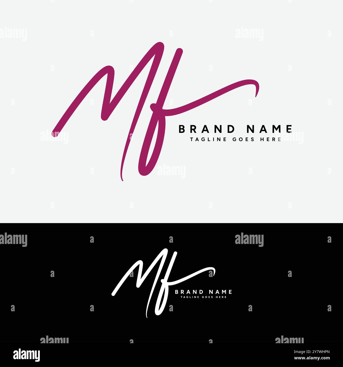 M, F, MF Initial letter logo. Alphabet MF Handwritten Signature logo ...