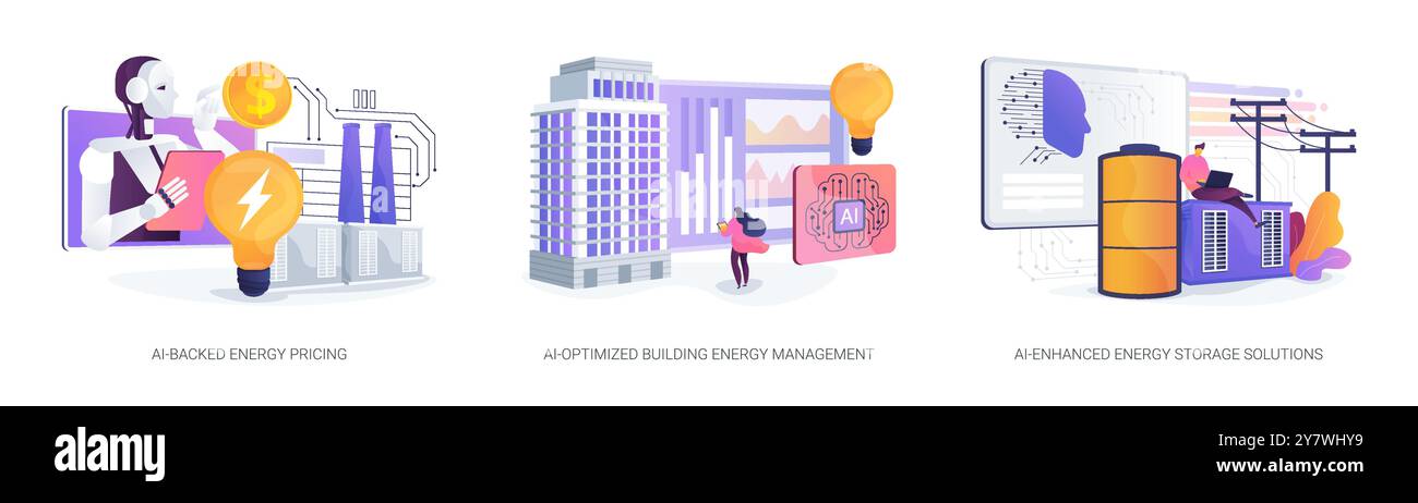 AI in energy generation abstract concept vector illustrations Stock ...