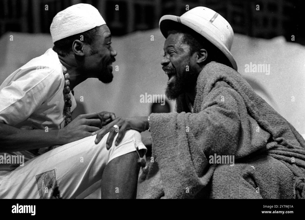 Cameroon actors Ambroise M ' Bia ( left ) and Georges Anderson seen ...