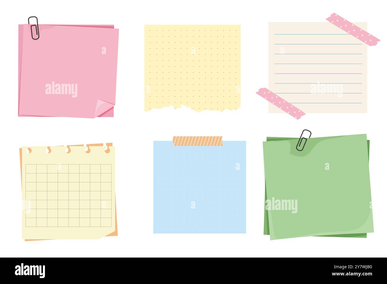 Memo notes, paper for note with clip, postit. Planner notebook page ...