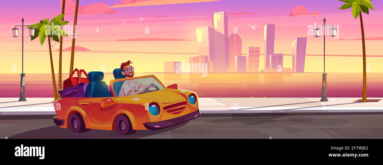 Sunset lake man driving along hi-res stock photography and images - Alamy