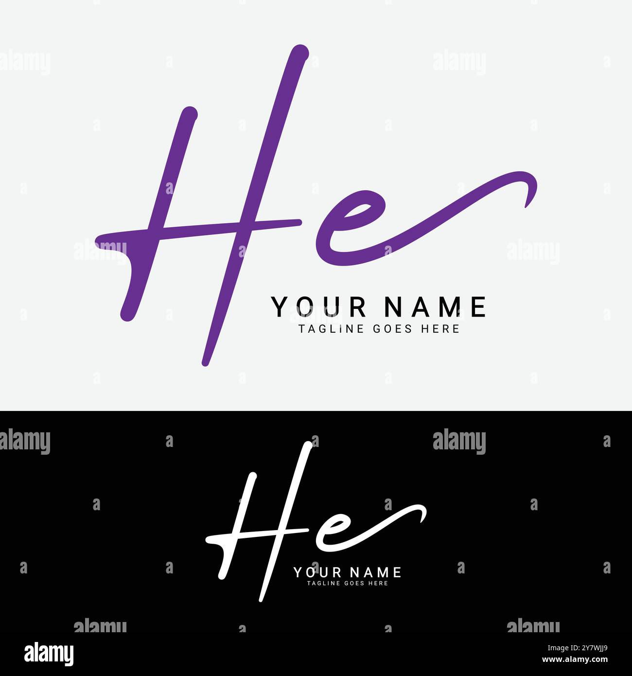 H, E, HE Initial letter logo. Alphabet HE Handwritten Signature logo ...