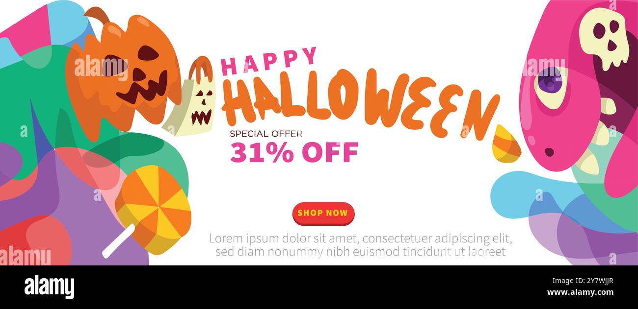 happy halloween banner concept. abstract geometric liquid form. monster ...