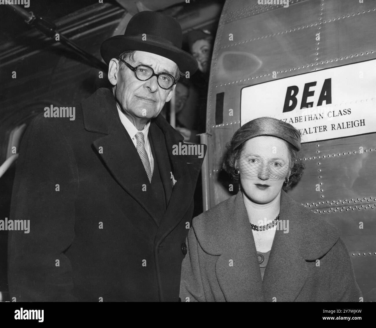 T S Eliot and his bride at London Airport on their arrival from Nice ...
