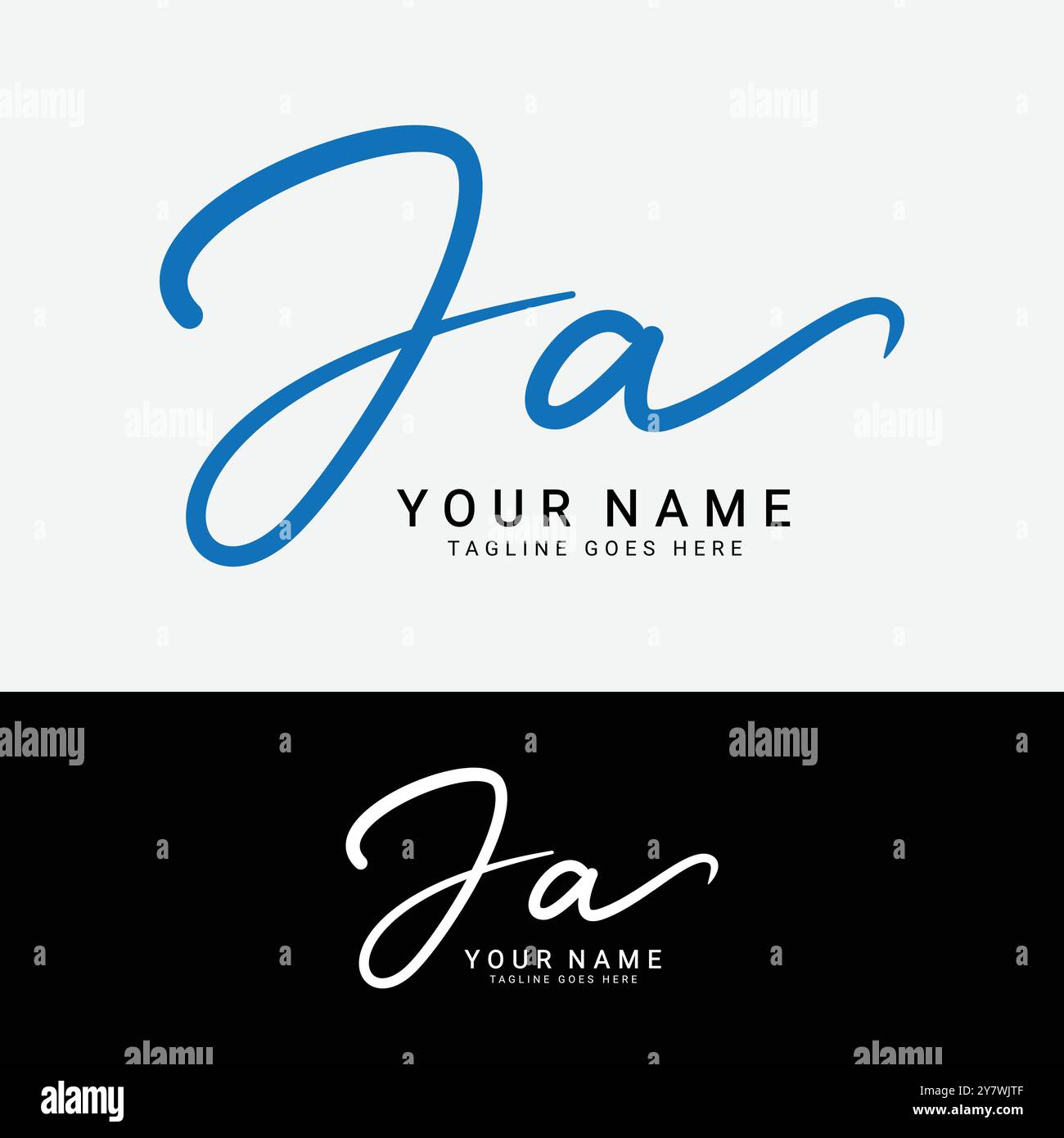 J, A, JA Initial letter logo. Alphabet JA Handwritten Signature logo ...