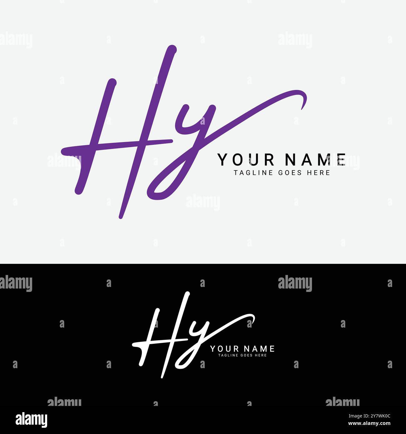H, Y, HY Initial letter logo. Alphabet HY Handwritten Signature logo ...