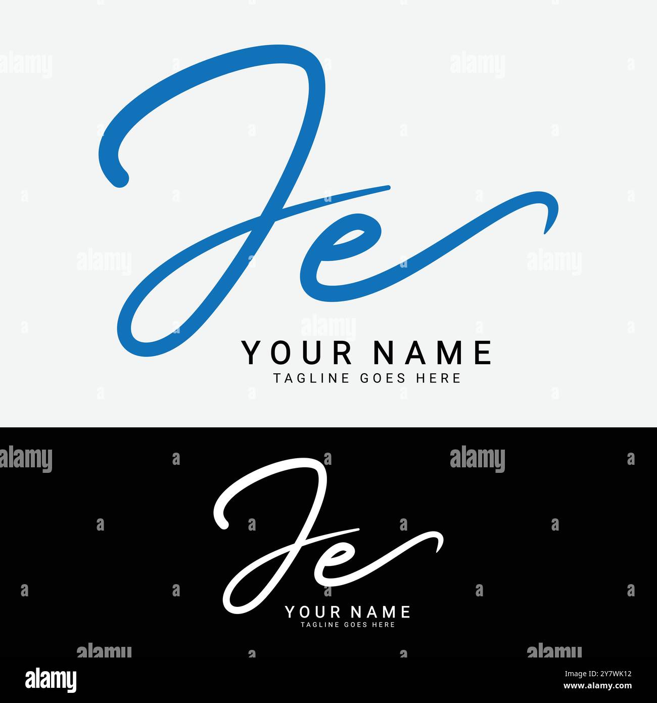 J, E, JE Initial letter logo. Alphabet JE Handwritten Signature logo ...