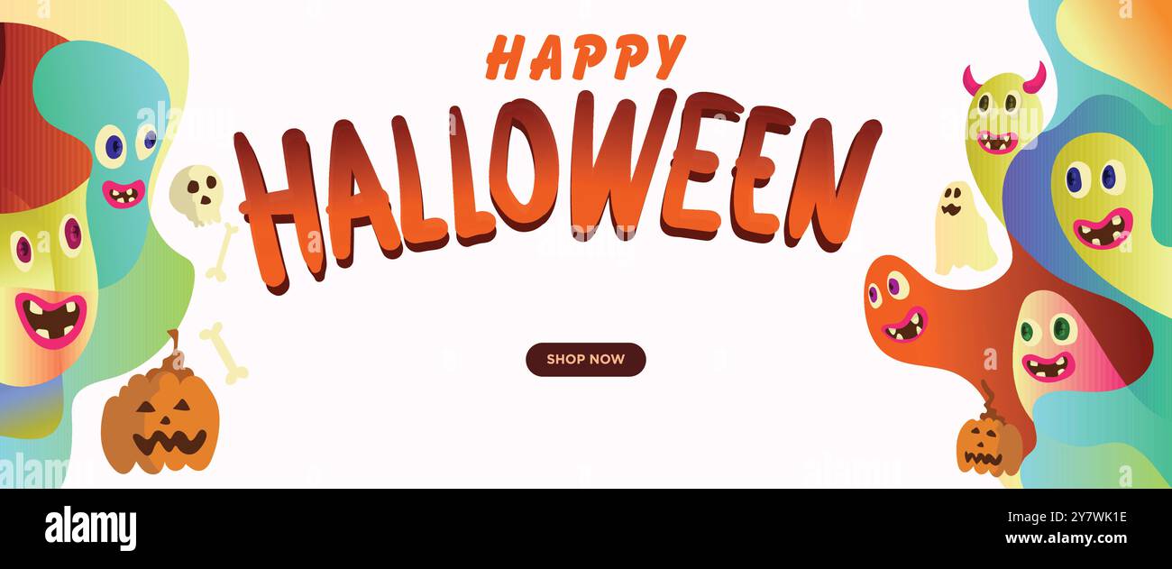 happy halloween banner concept. abstract geometric liquid form. monster ...