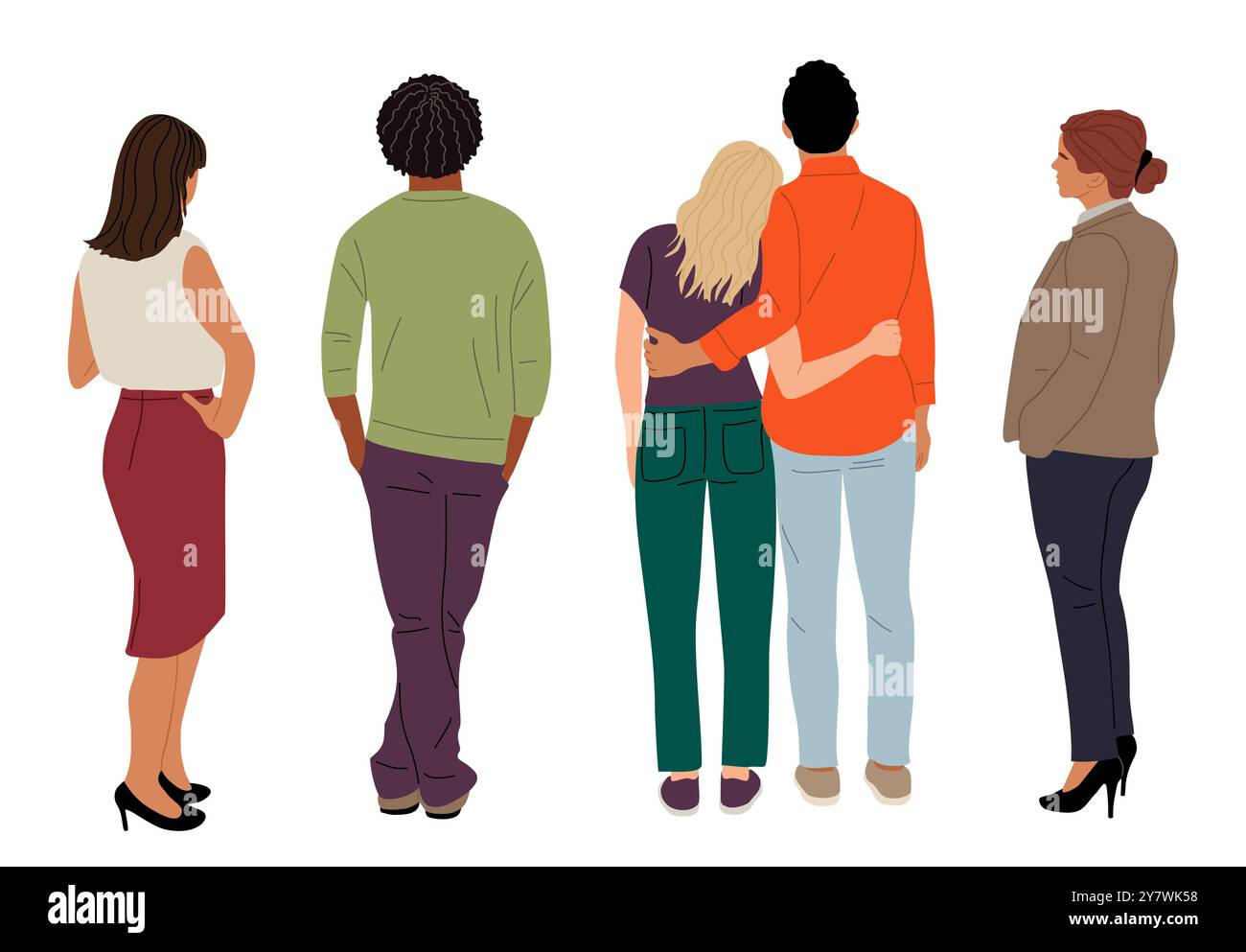 Couple standing view rear dress Stock Vector Images - Alamy