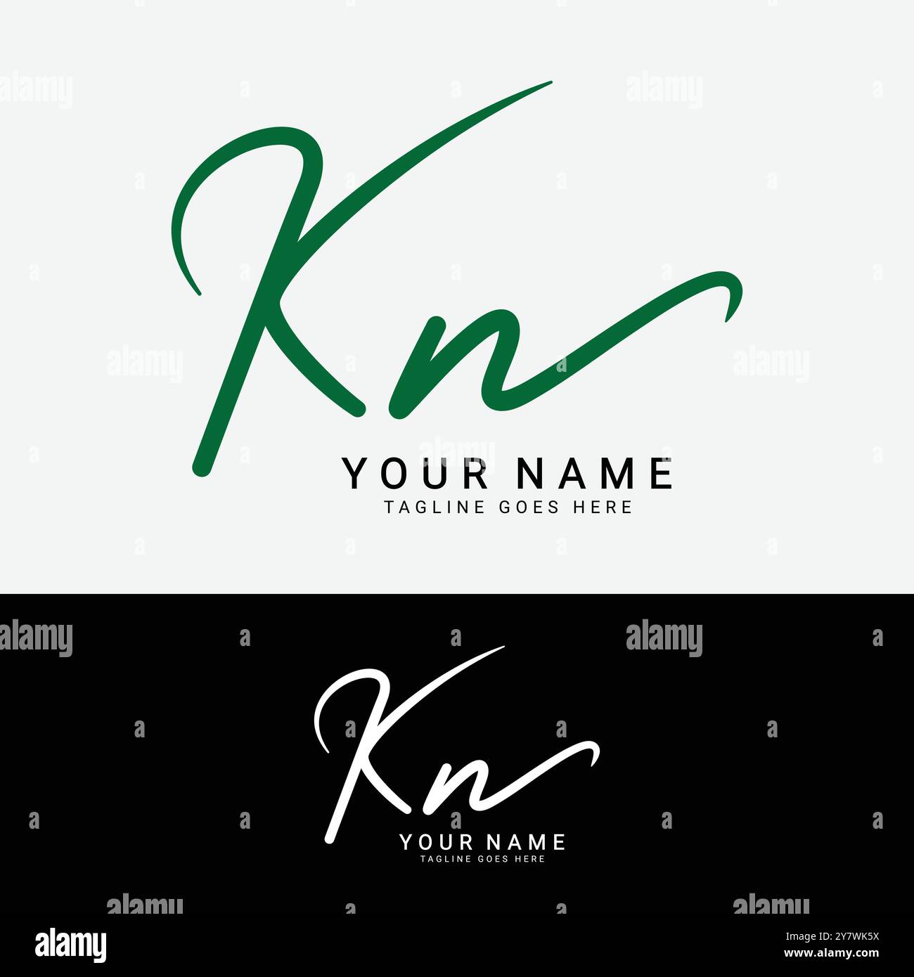 K, N, KN Initial letter logo. Alphabet KN Handwritten Signature logo ...