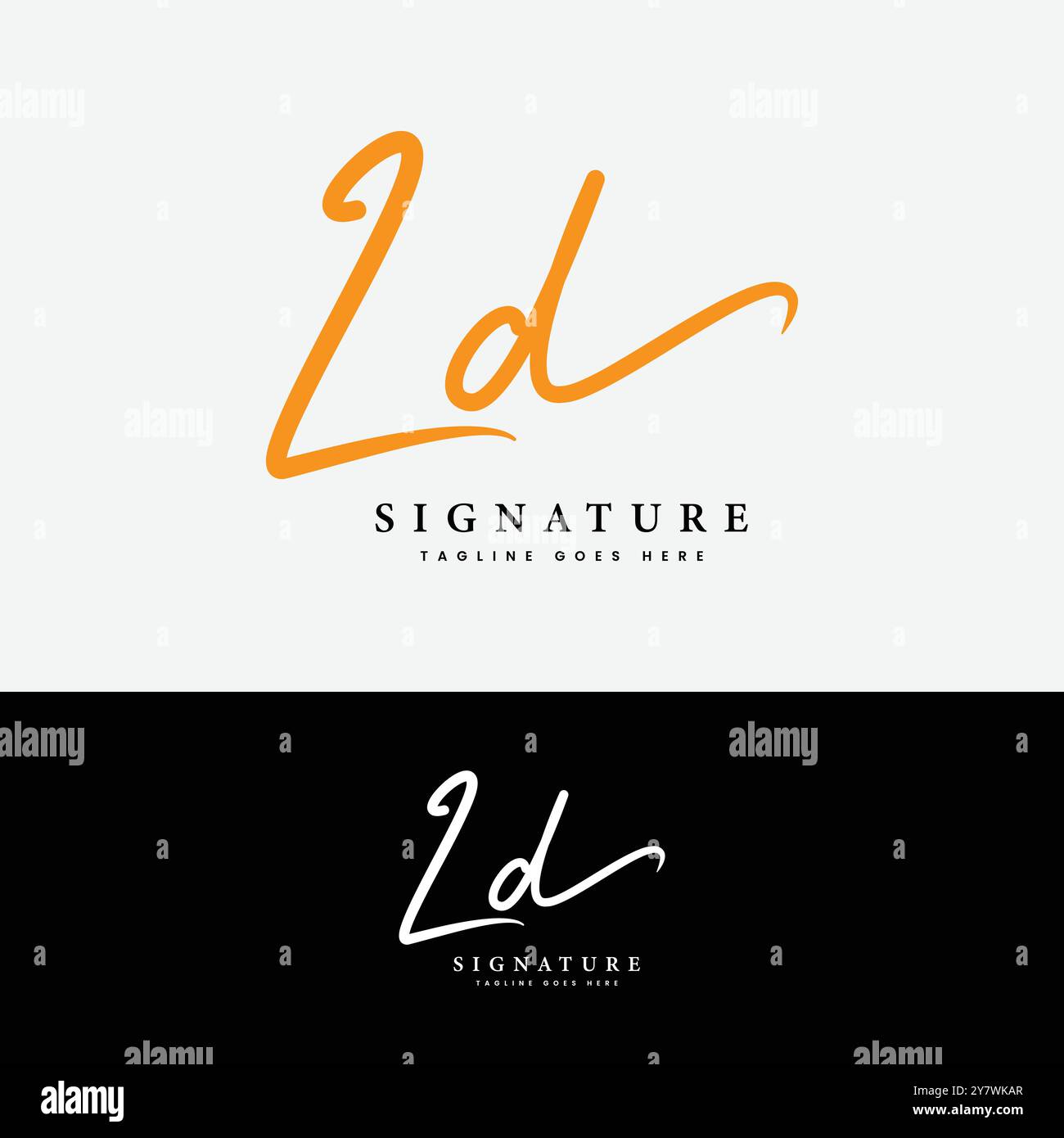 L, D, LD Initial letter logo. Alphabet LD Handwritten Signature logo ...
