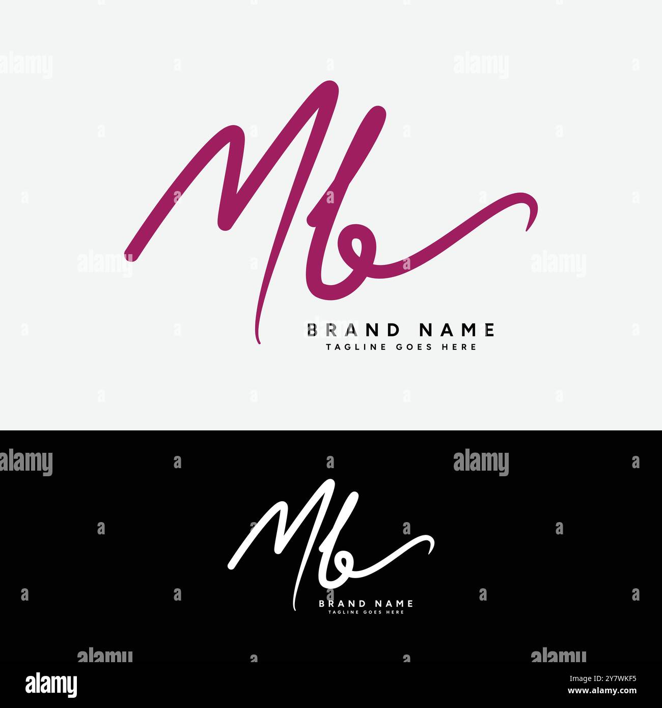 M, B, MB Initial letter logo. Alphabet MB Handwritten Signature logo ...