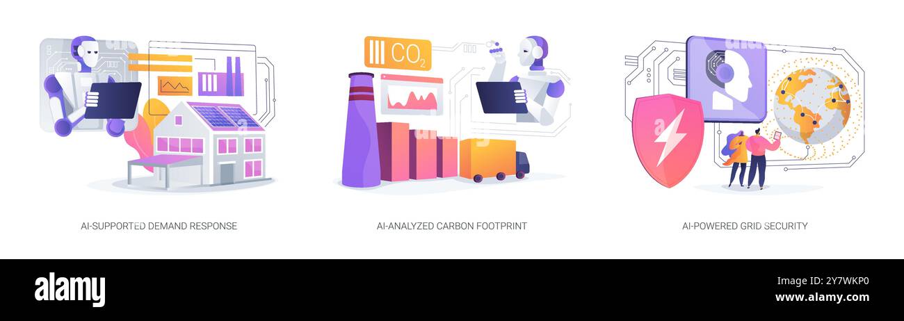 AI in energy consumption abstract concept vector illustrations Stock ...