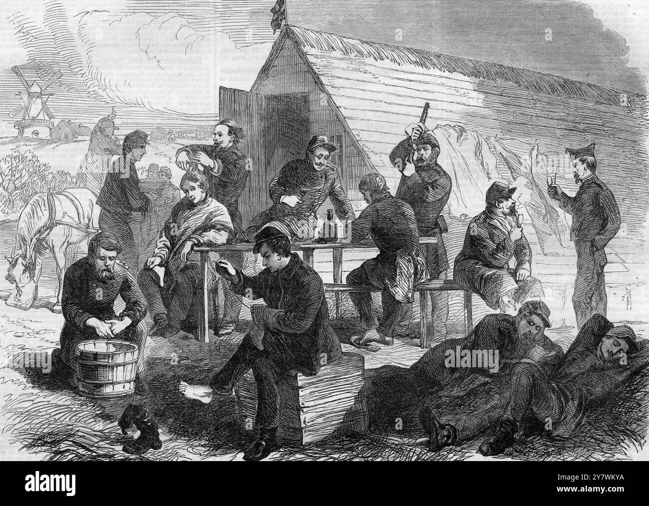 Barrack life of Danish soldiers on a Sunday morning at Sundsmark , Isle ...